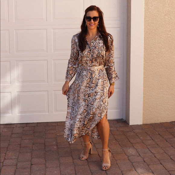 BB Dakota | Dresses | Bb Dakota Python Print Midi Shirtdress | Poshmark